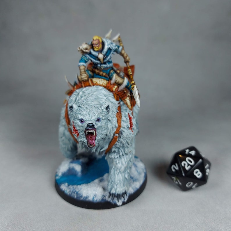 Dire Bear With Rider Large Polar Bear Hand Painted Miniature Dungeon ...