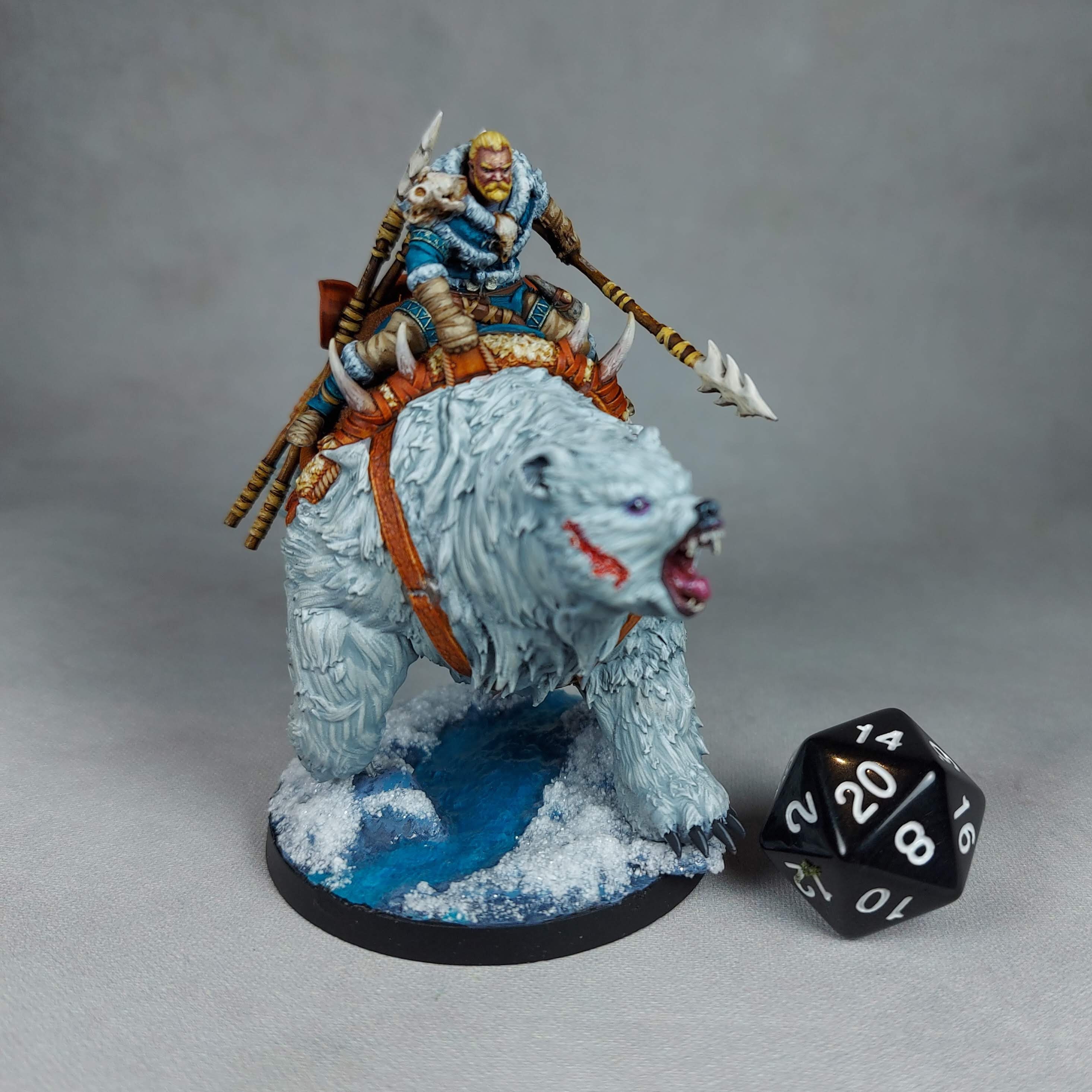 Dire Bear With Rider Large Polar Bear Hand Painted Miniature Dungeon ...