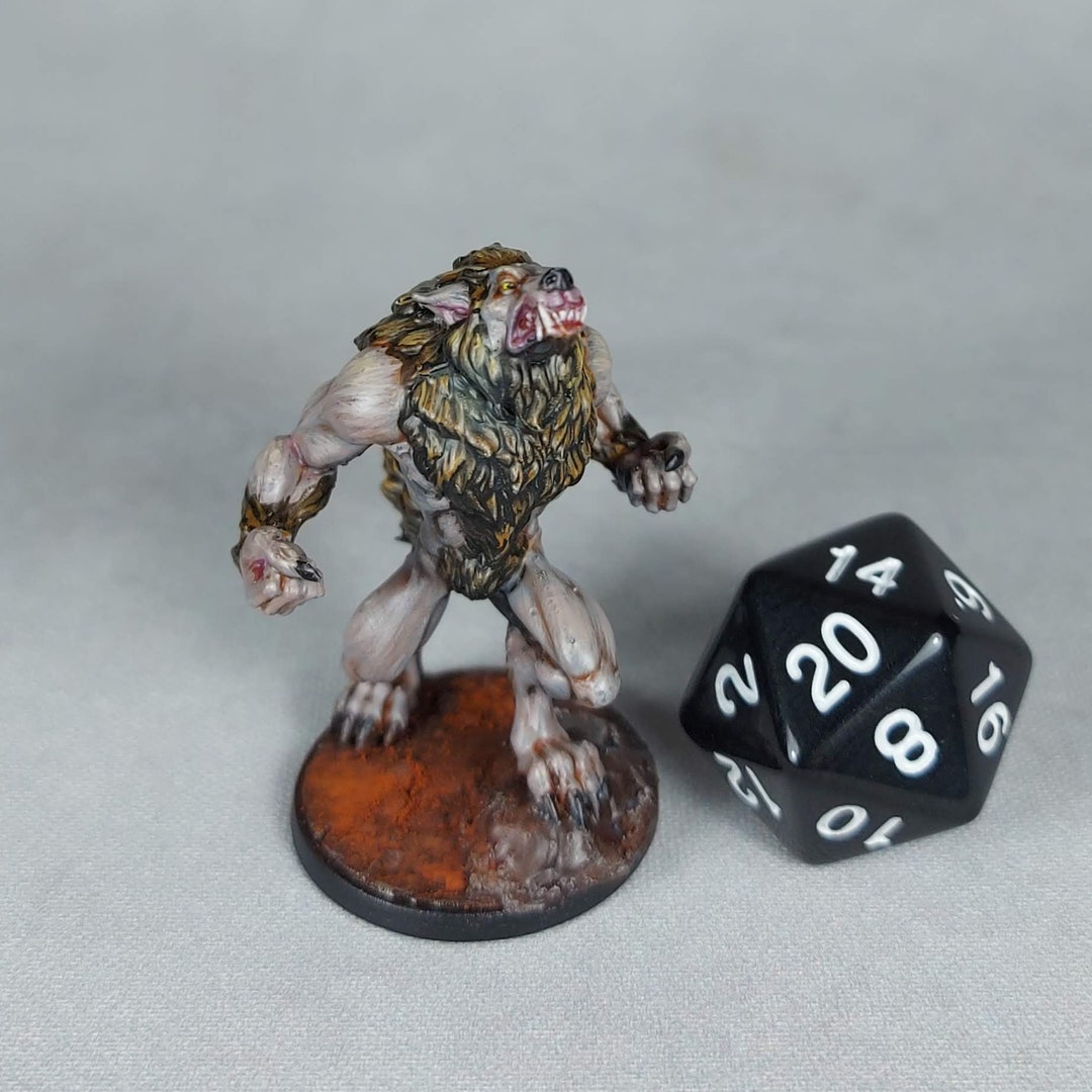 Brown Growling Werewolf Hand Painted Miniature - Dungeons and Dragons ...