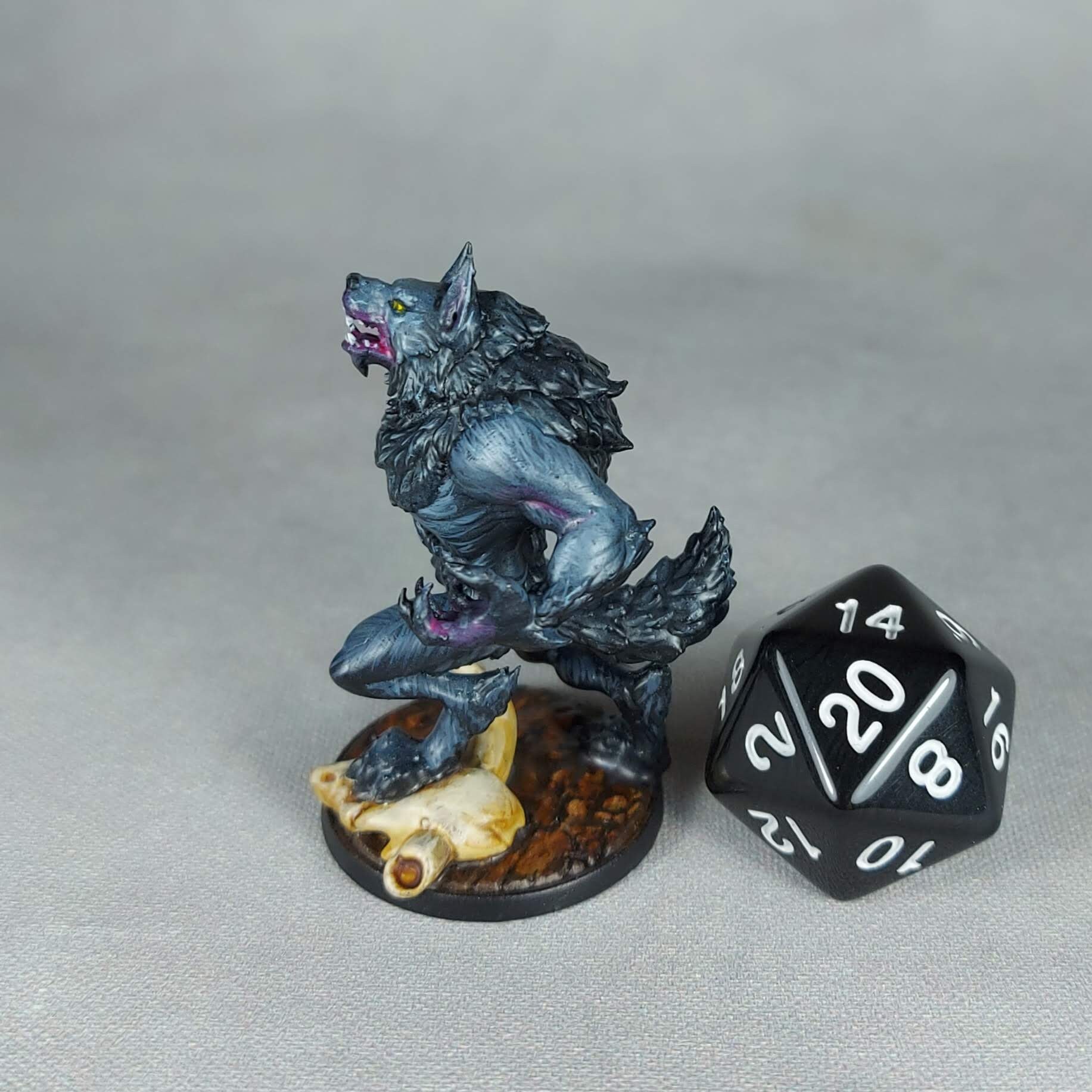 Black Growling Werewolf Hand Painted Miniature Dungeons and Dragons Dnd ...
