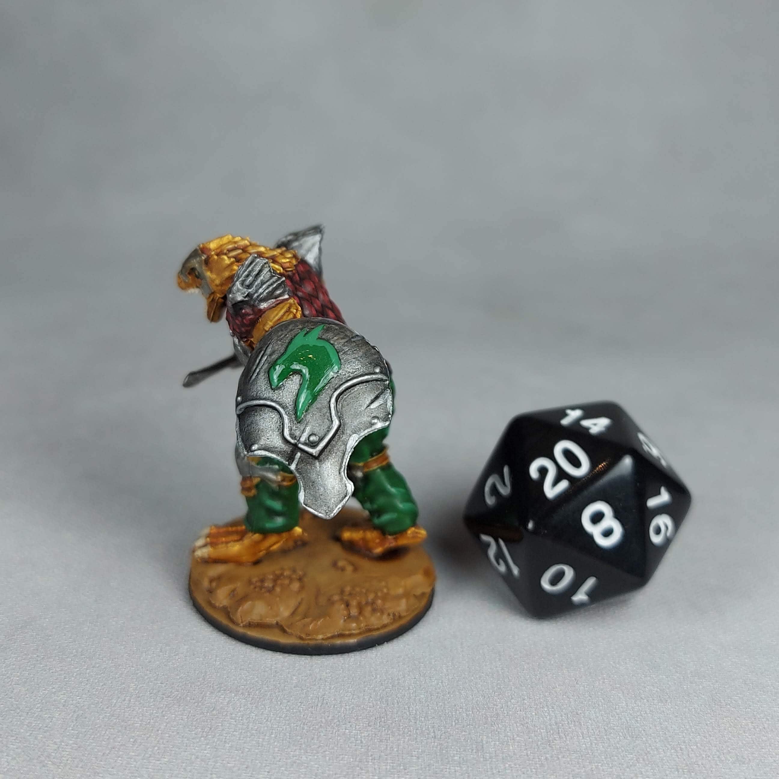 Male Bronze/gold Dragonborn Fighter Sword and Shield Hand Painted ...