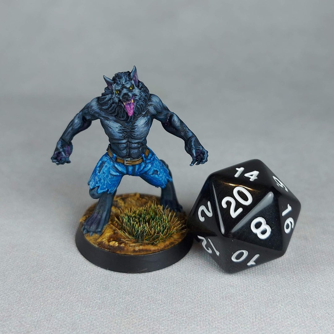 Black Growling Werewolf Hand Painted Miniature Dungeon and Dragons, RPG ...