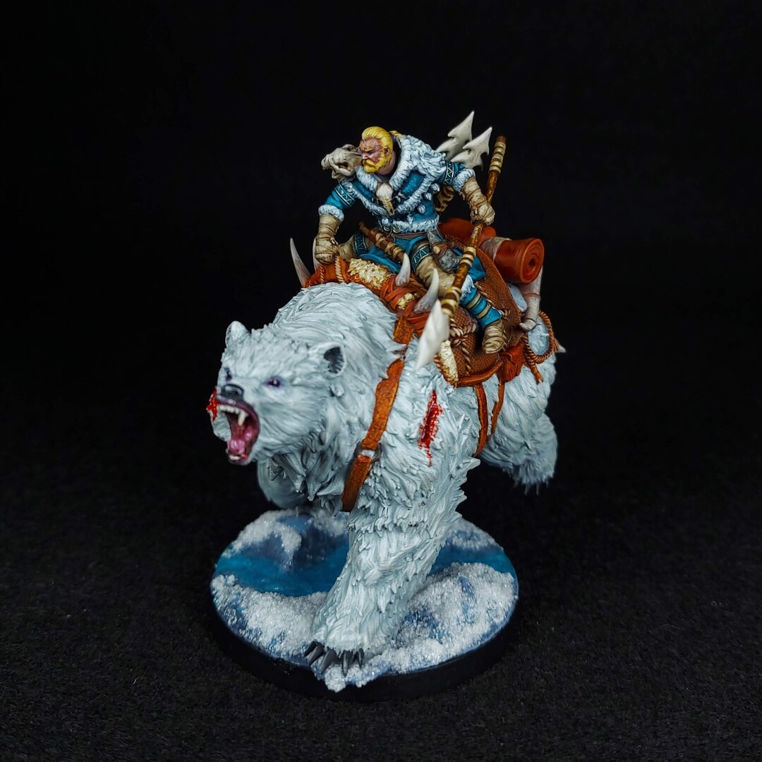 Dire Bear With Rider Large Polar Bear Hand Painted Miniature Dungeon ...