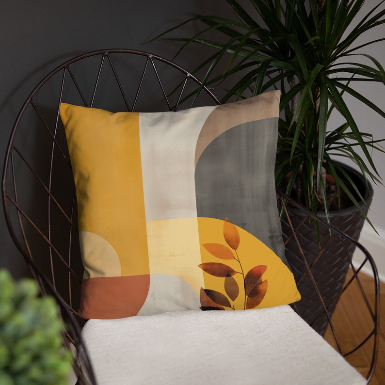 Modern Abstract Pillow, Minimalist Drawings Cushion, Warm Orange ...