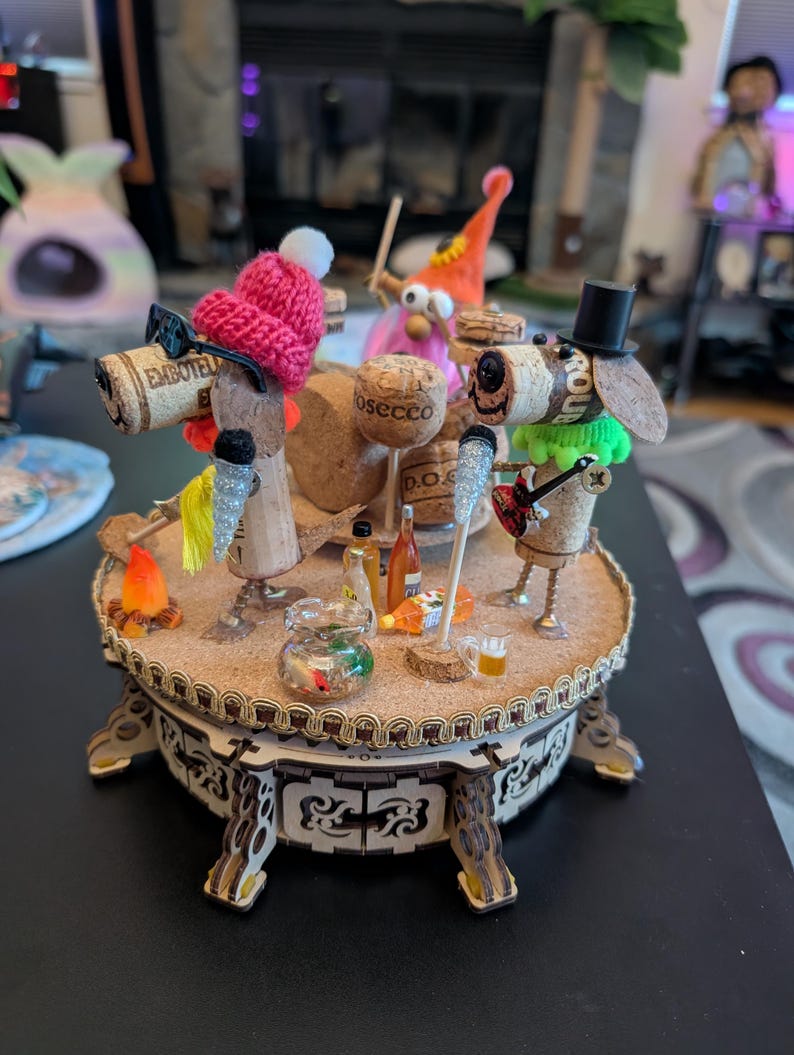 Cork Dog Band on Spinning Wooden Stage - Etsy