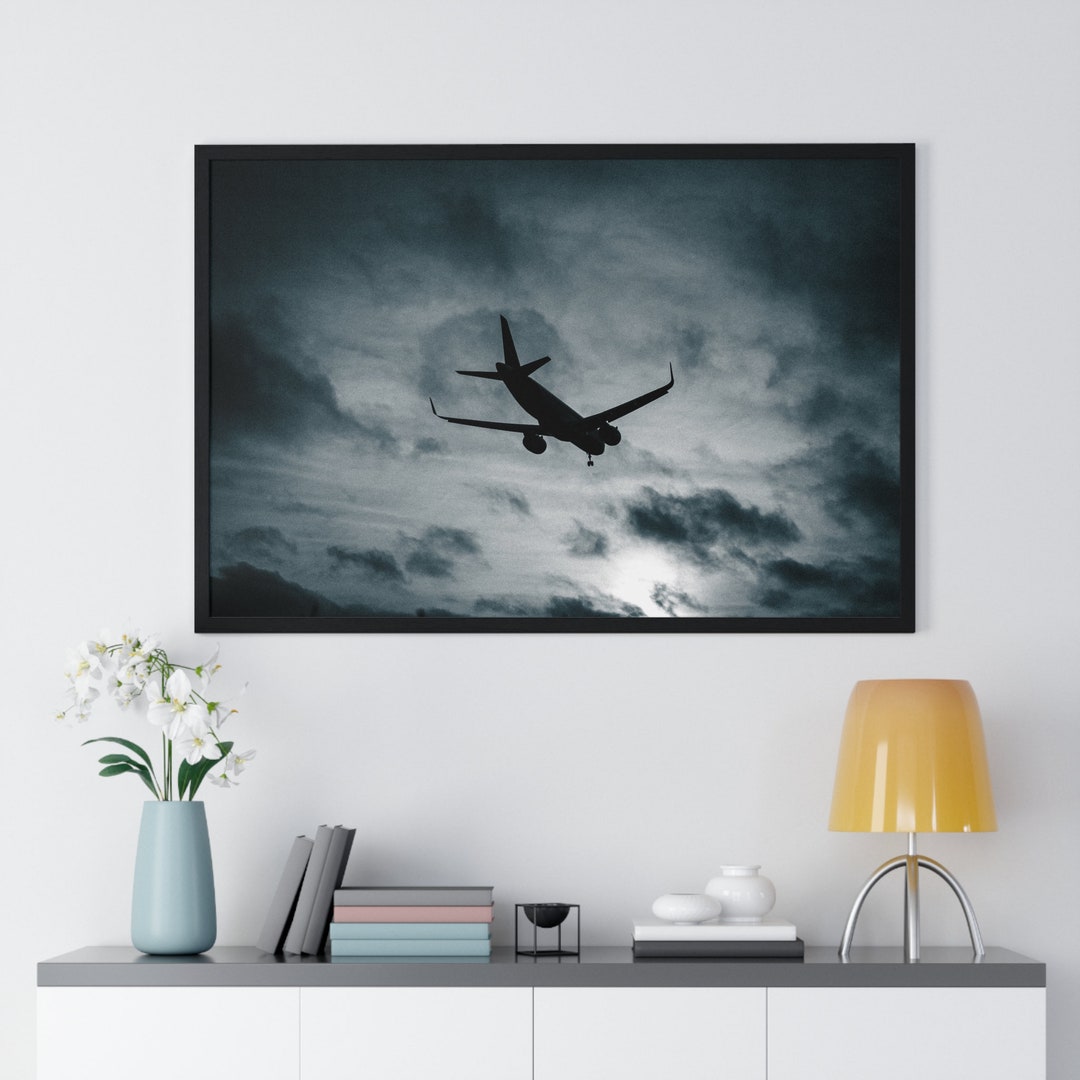 Plane in Sky Framed Paper Wall Art Spotting Golden Hour Sunset Aviation ...