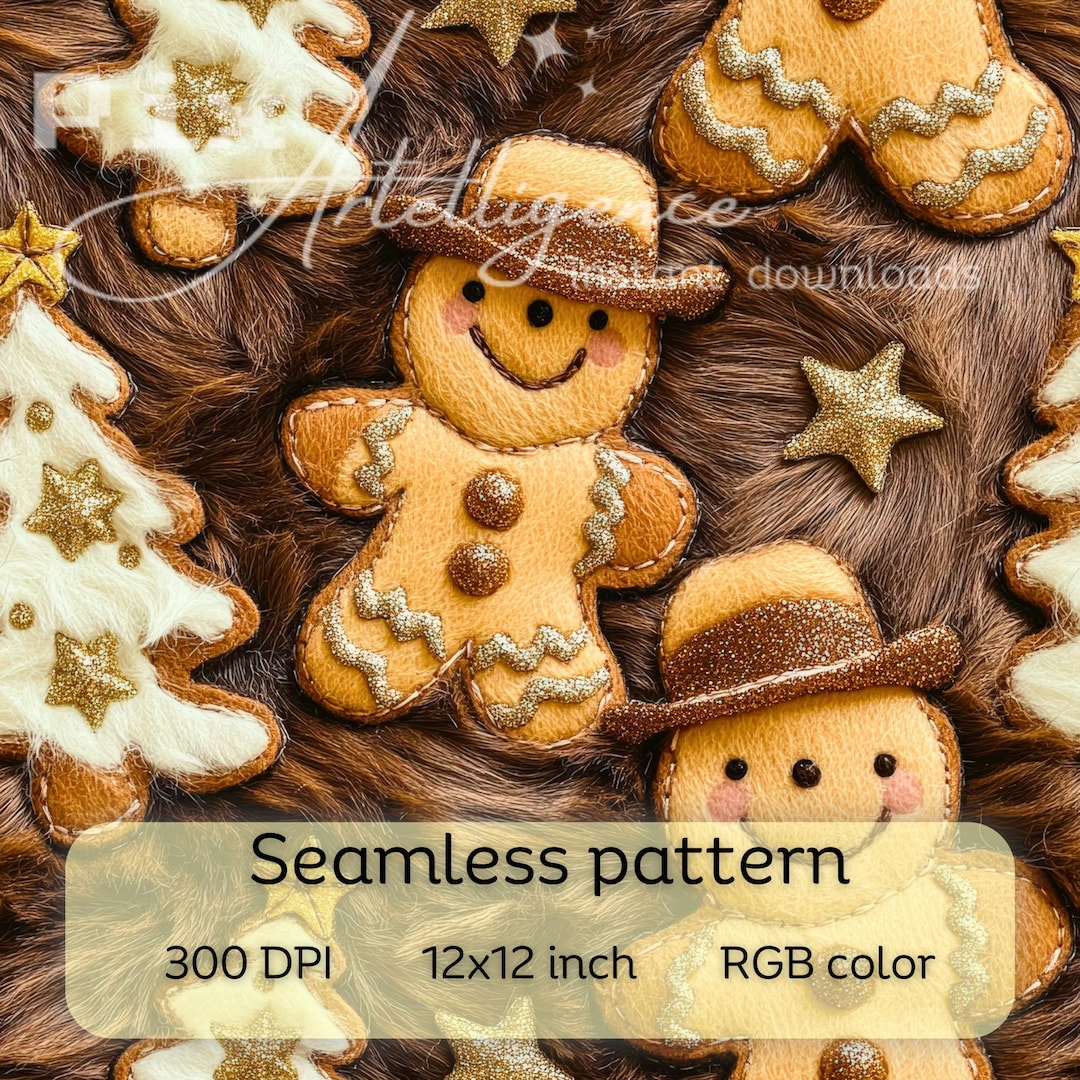 Western Gingerbread Cowboy Seamless Pattern: Fabric Sublimation ...