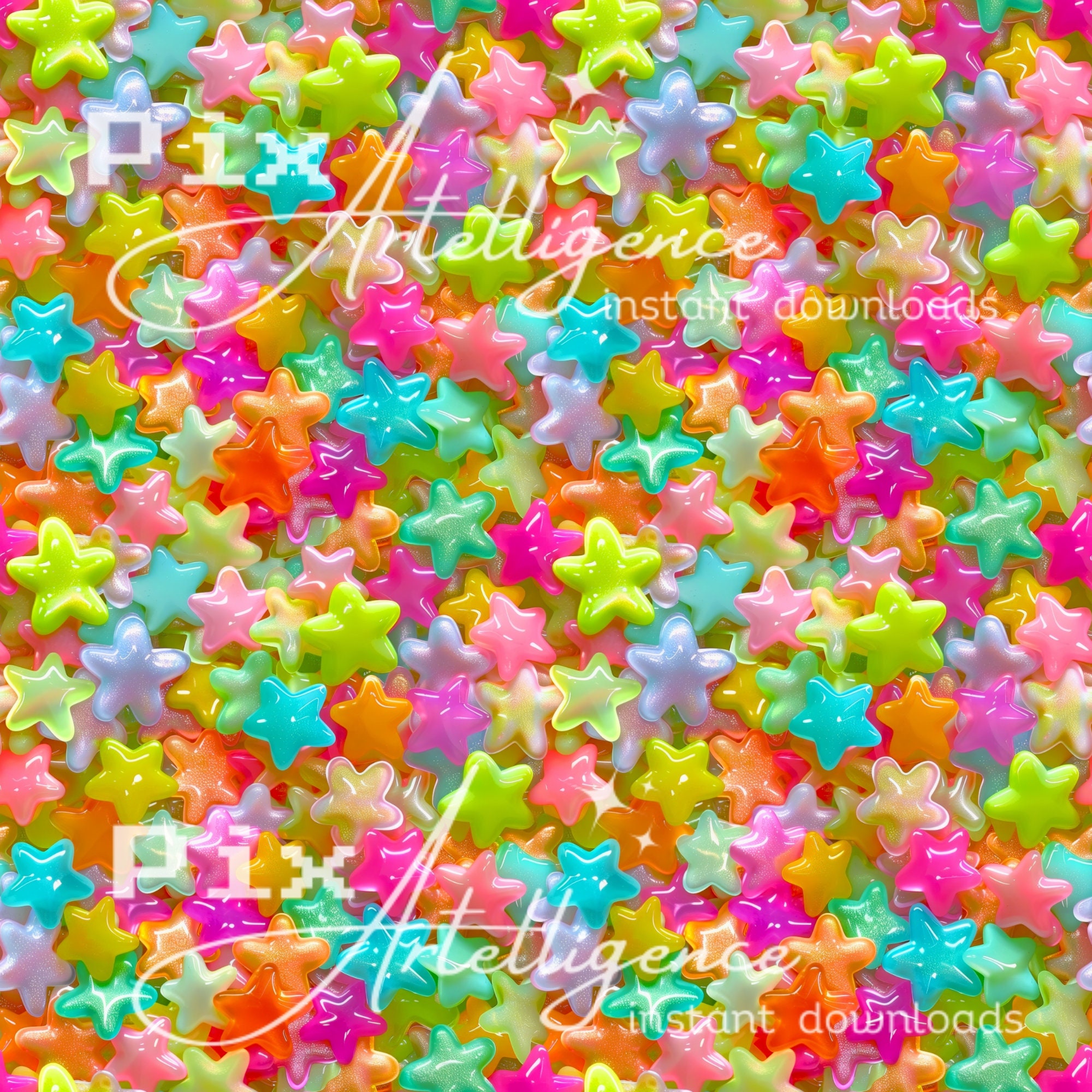 3D Neon Stars Seamless Repeating Pattern for Fabric Sublimation ...