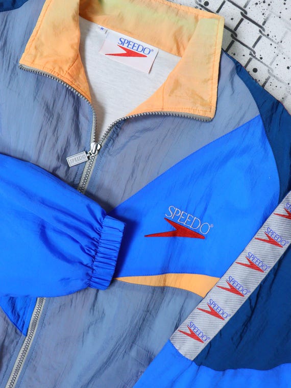 80s-90s Vintage Speedo Track Jacket Mens Size S-M Gra… - Gem