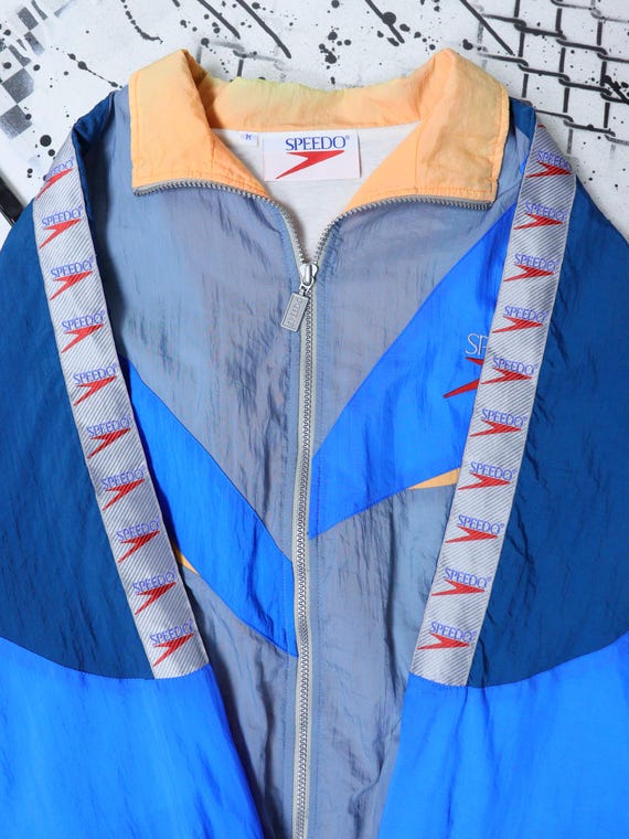 80s-90s Vintage Speedo Track Jacket Mens Size S-M Gra… - Gem