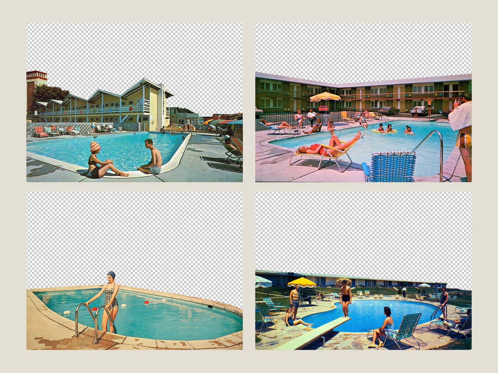 18 Vintage Pool Collage Elements, HQ PNG Clipart, Collage Image Bundle ...