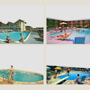 18 Vintage Pool Collage Elements, HQ PNG Clipart, Collage Image Bundle ...