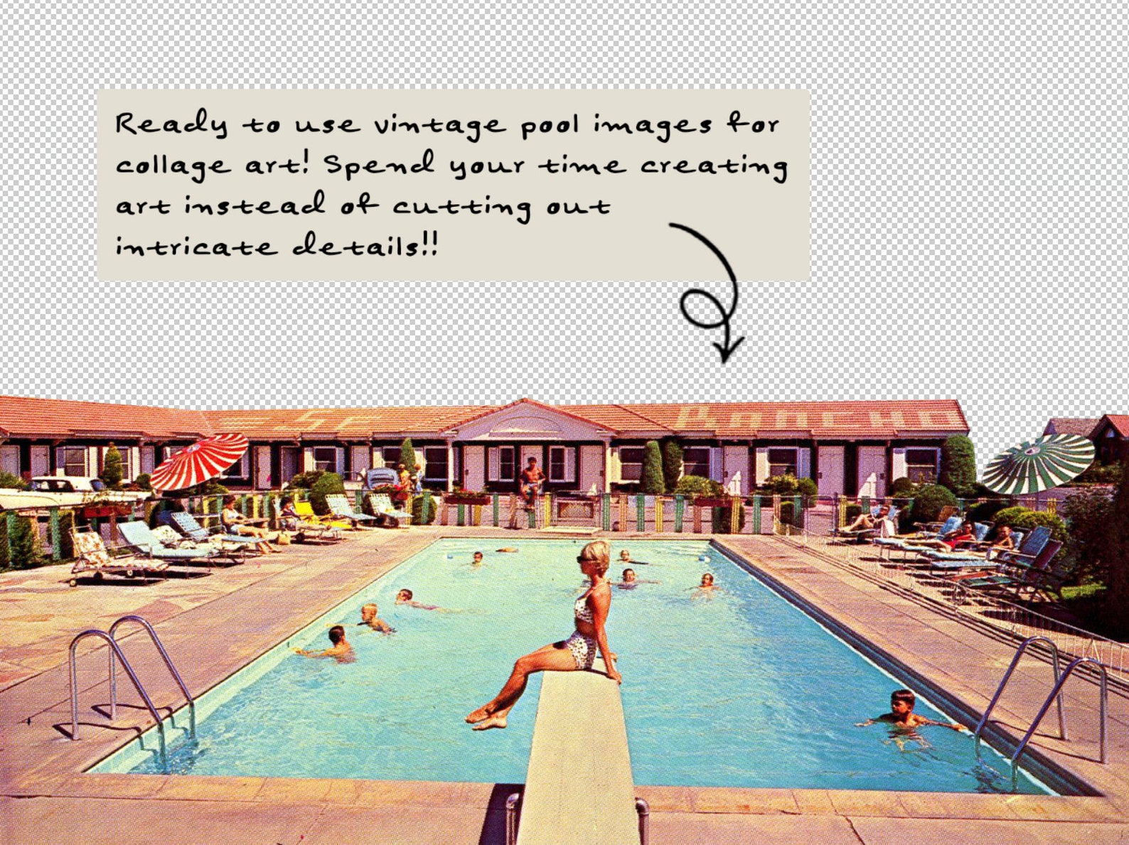 18 Vintage Pool Collage Elements, HQ PNG Clipart, Collage Image Bundle ...