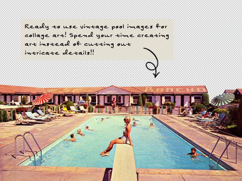 18 Vintage Pool Collage Elements, HQ PNG Clipart, Collage Image Bundle ...