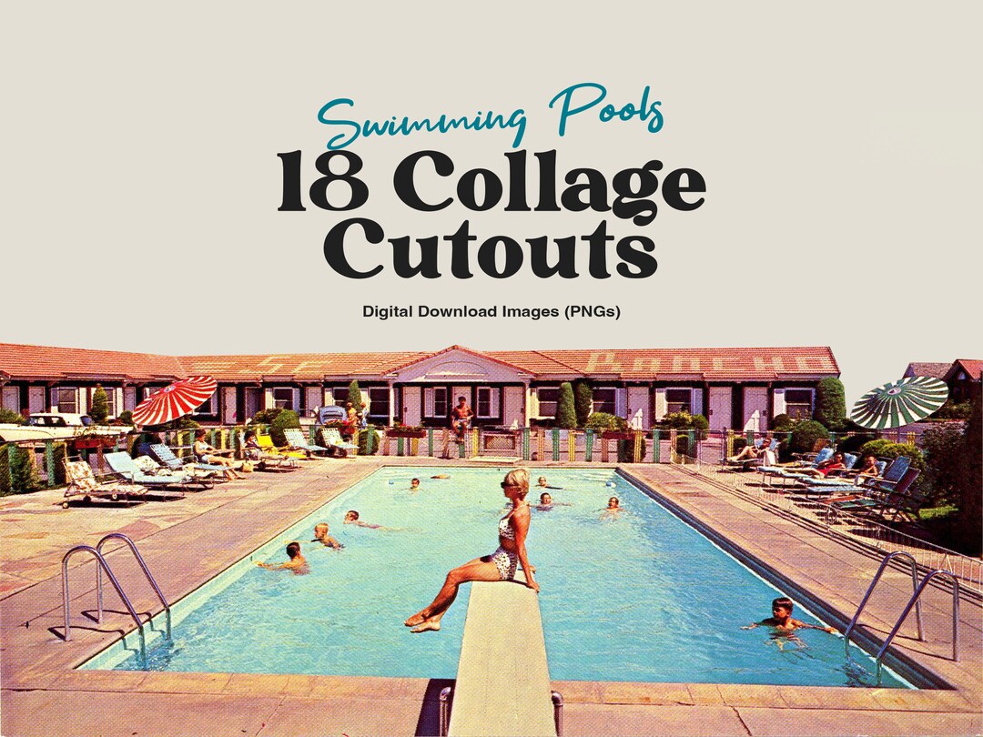 18 Vintage Pool Collage Elements, HQ PNG Clipart, Collage Image Bundle ...