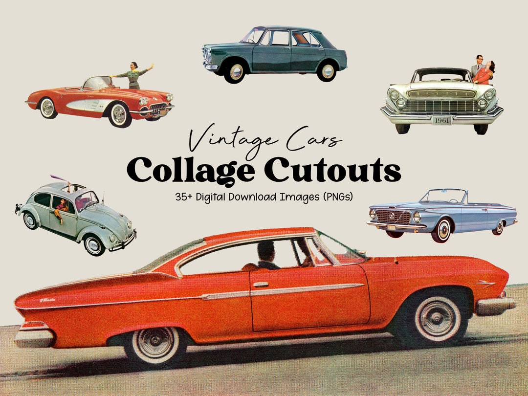 35+ Vintage Car Collage Elements, HQ PNG Clipart, Collage Image Bundle ...
