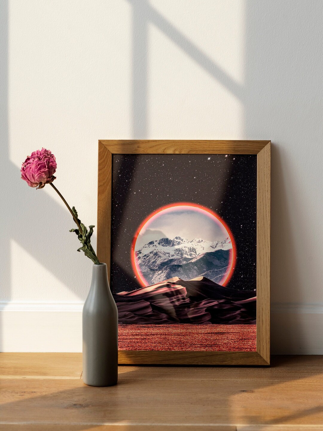 Neon Mountain Retro-futuristic Collage, Vintage Collage Poster, Wall ...