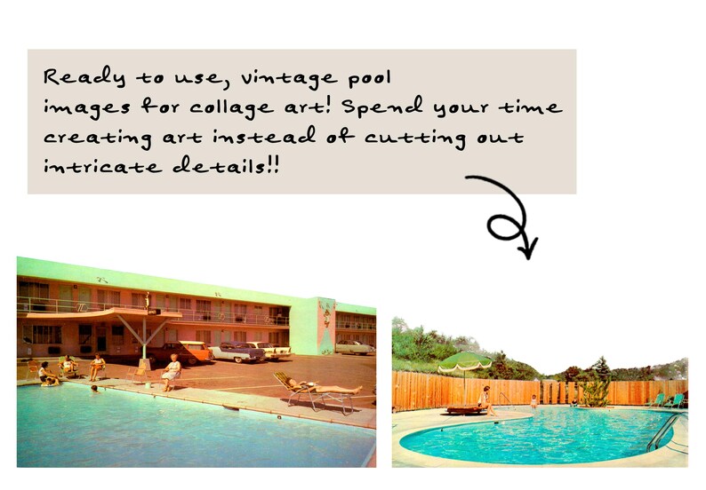 15 Vintage Pool Collage Elements, HQ PNG Clipart, Collage Image Bundle ...
