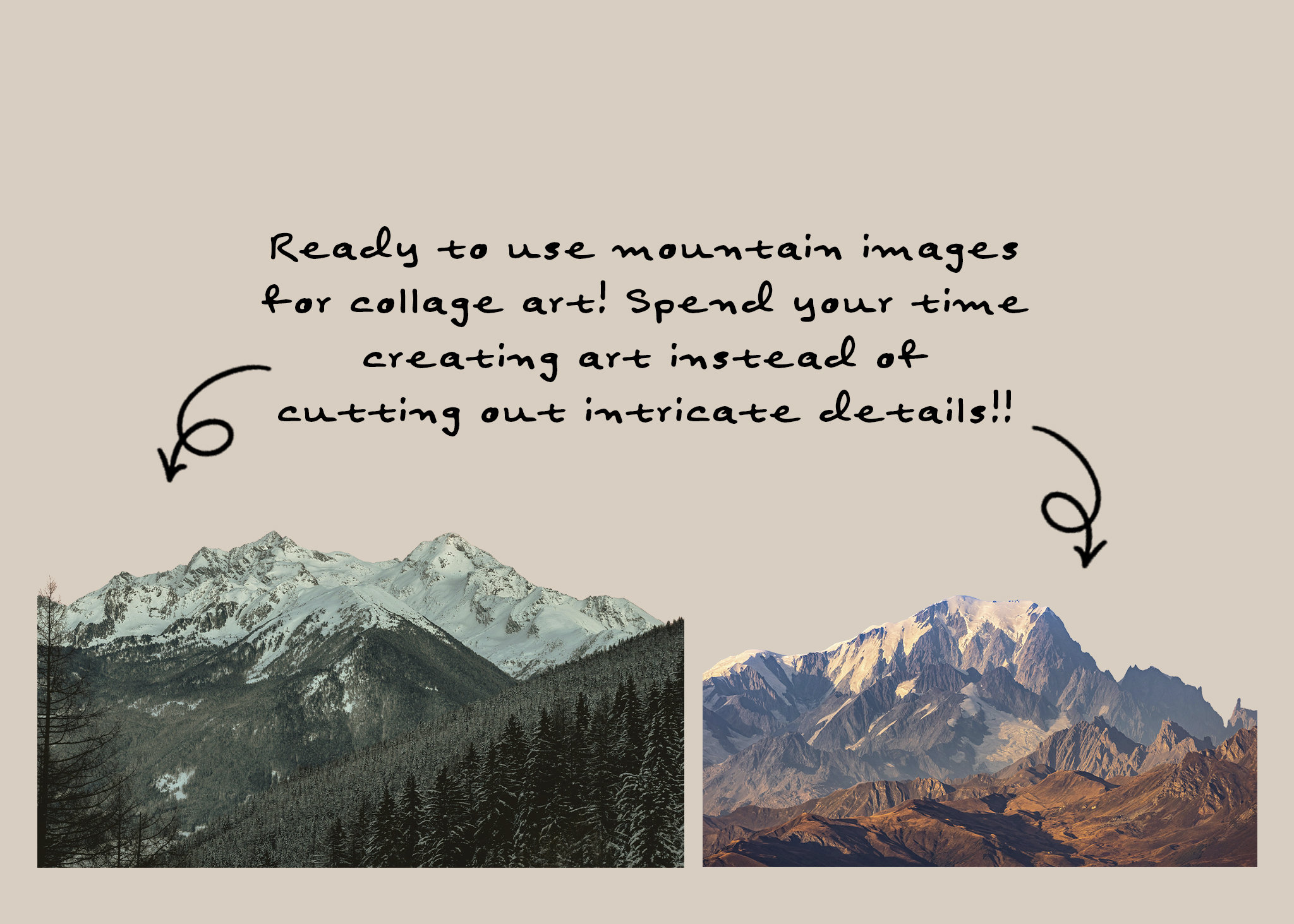30 Mountain Collage Elements, HQ PNG Clipart, Collage Image Bundle ...