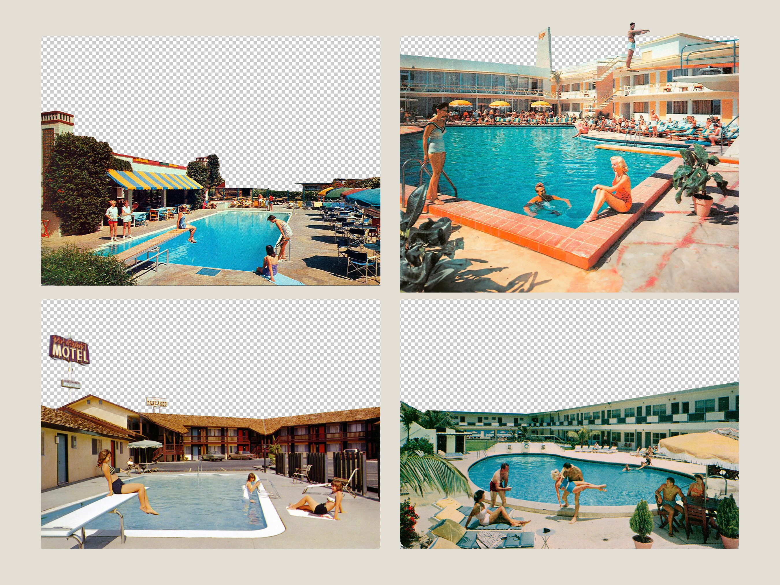 18 Vintage Pool Collage Elements, HQ PNG Clipart, Collage Image Bundle ...