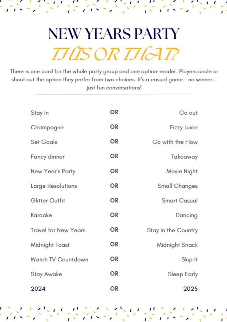 2025 New Year Printable Game Cards Bundle New Years Eve Party Games ...