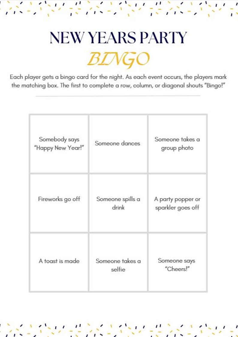 2025 New Year Printable Game Cards Bundle New Years Eve Party Games ...