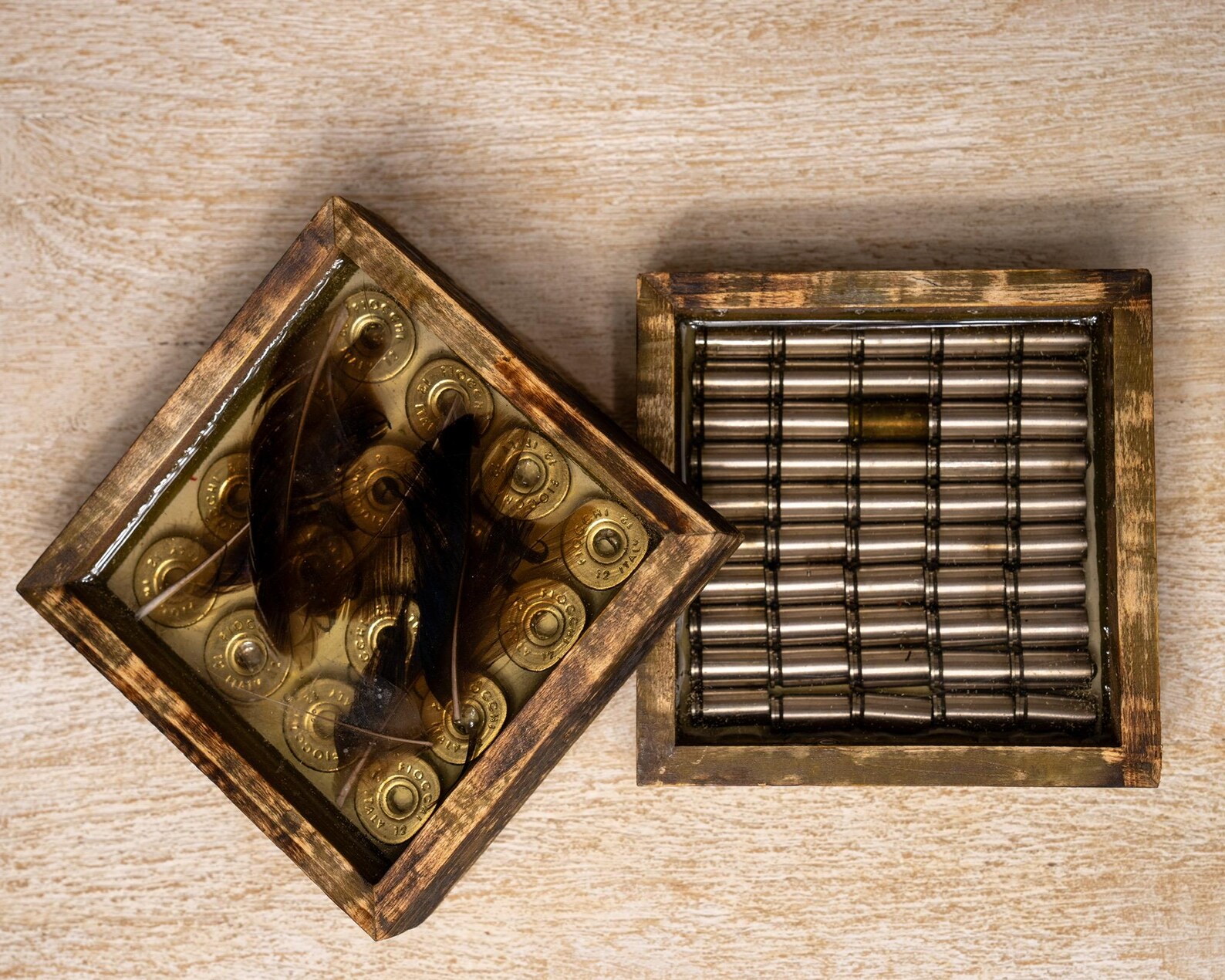 12 Gauge Shotgun Slice Resin Coaster With Duck Feathers - Etsy