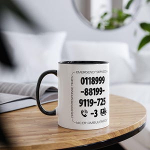 IT Crowd Emergency Number Mug | Funny TV Show Quote Coffee Cup | Geek ...