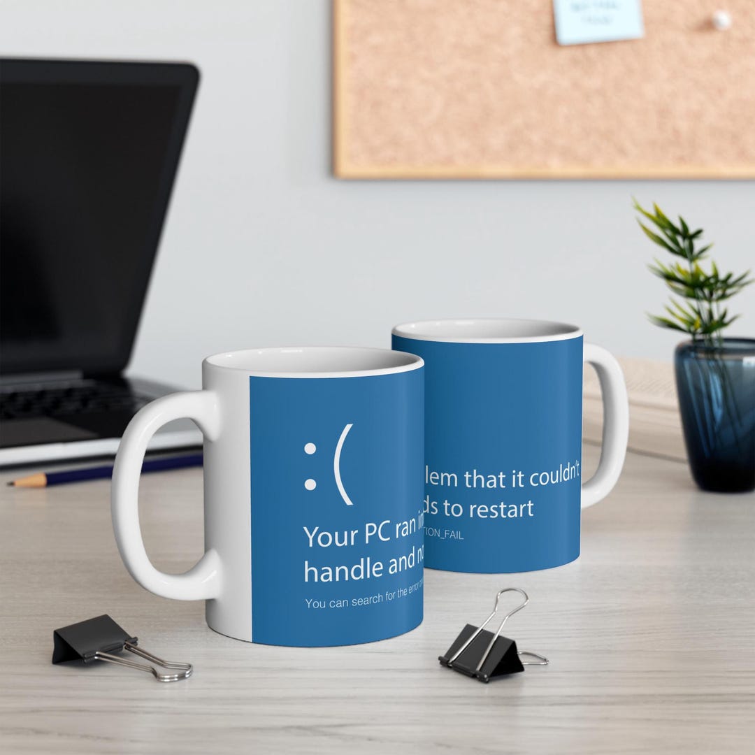 Blue Screen of Death Mug | BSOD Wraparound Design | Funny Tech Gift ...