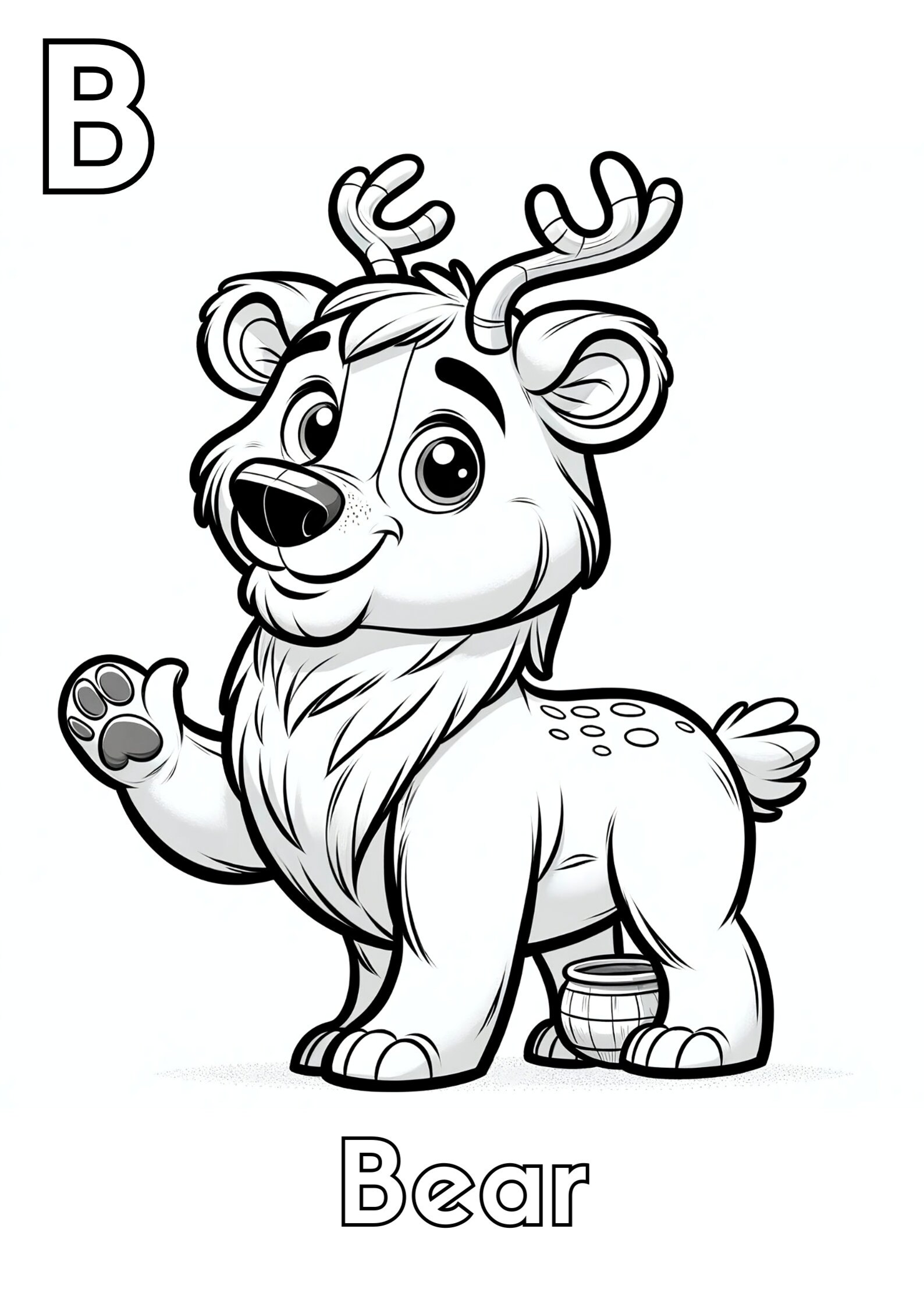 26 Cute Alphabet Animals Coloring Book - Grayscale Coloring Pages ...