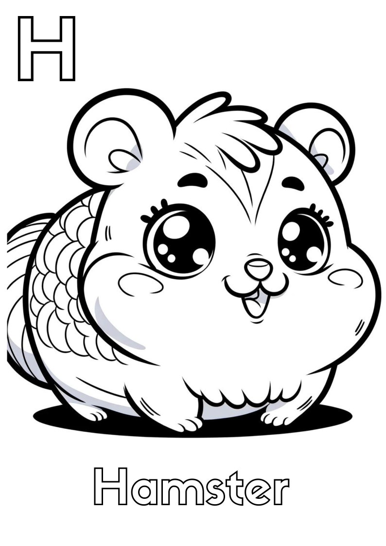 26 Cute Alphabet Animals Coloring Book - Grayscale Coloring Pages ...