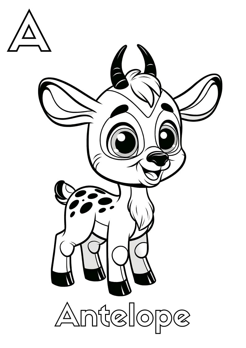 26 Cute Alphabet Animals Coloring Book - Grayscale Coloring Pages ...