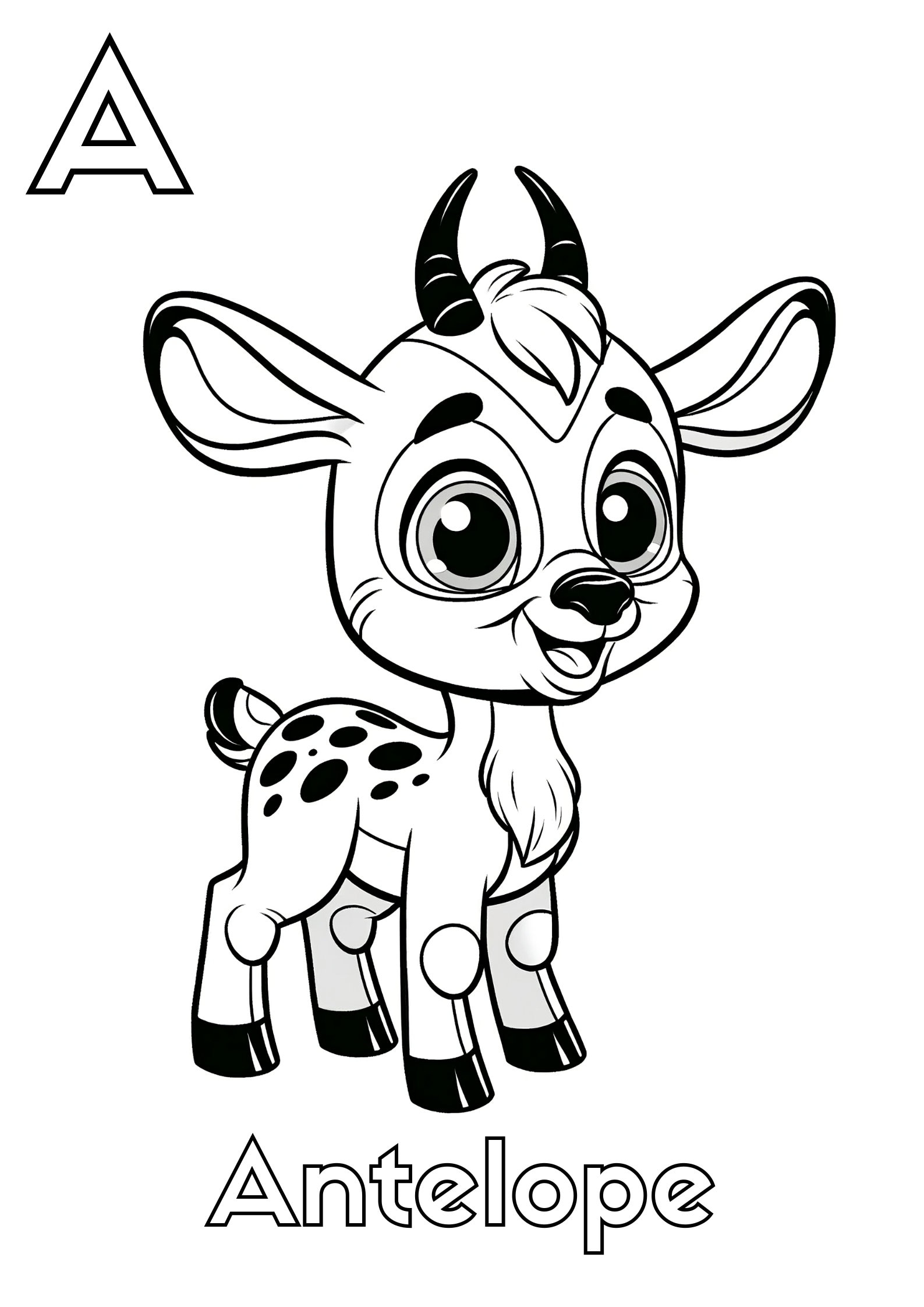 26 Cute Alphabet Animals Coloring Book - Grayscale Coloring Pages ...