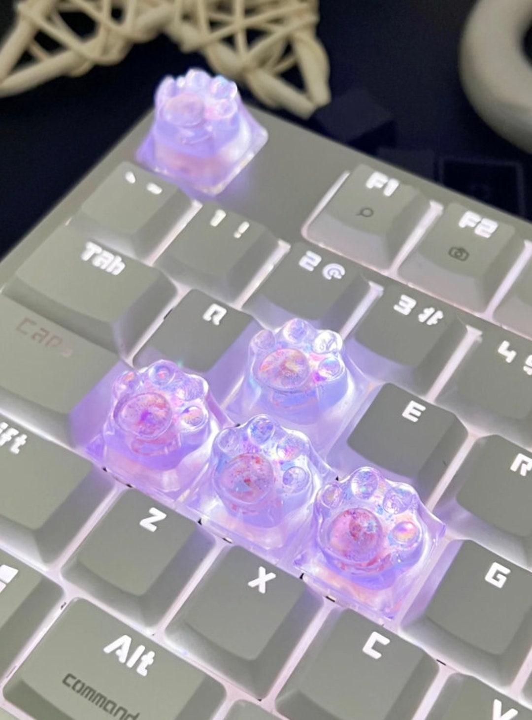 Resin Keycaps, Cute Keycaps, Artisan Keycaps, Cat Paw Keycaps, Pink ...