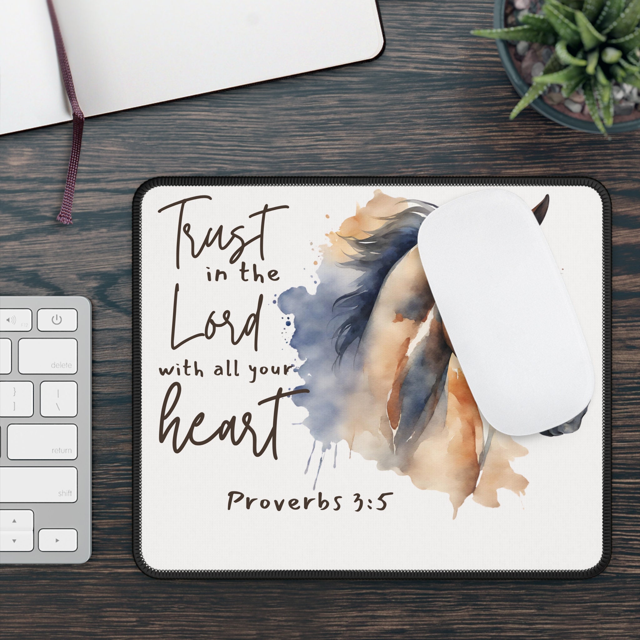 Christian Mouse Pad With Ai Watercolor Horse and Scripture Verse ...