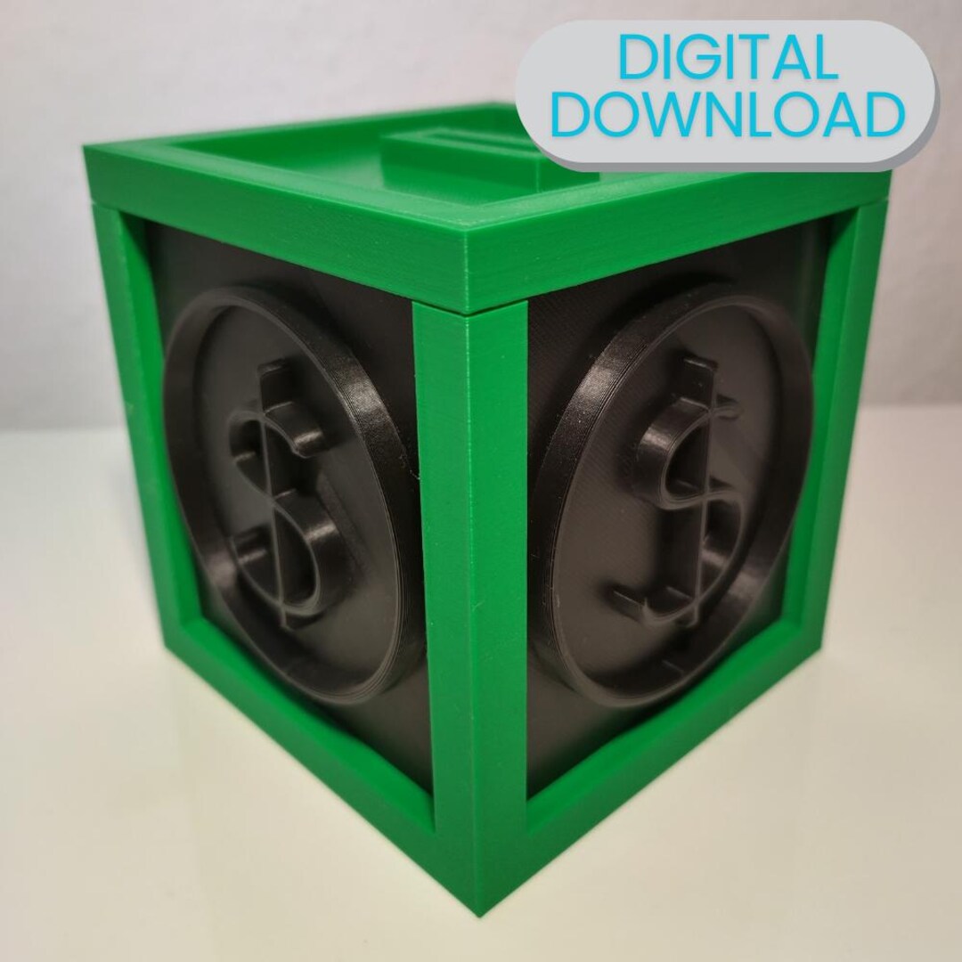 3D Printable Money Box STL File, Piggy Bank in Coin Block Design ...
