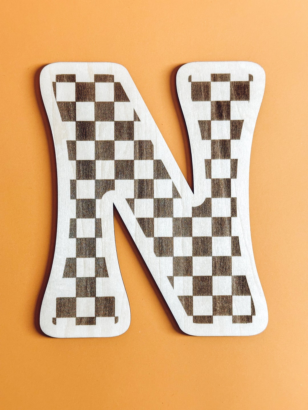 Wooden Checkered Letters - Etsy