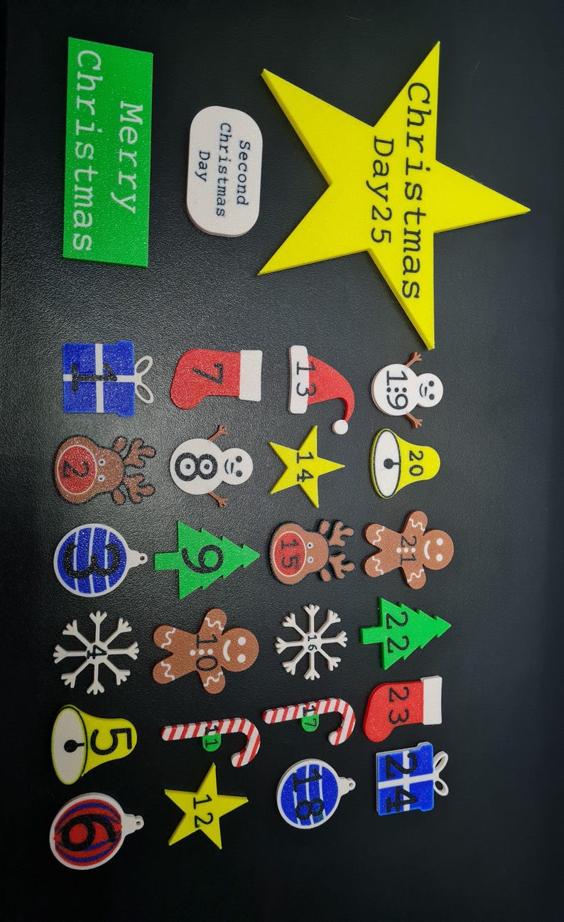 Christmas Tree Countdown Calendar December 1 - 26 Magnetic Ornaments - Etsy