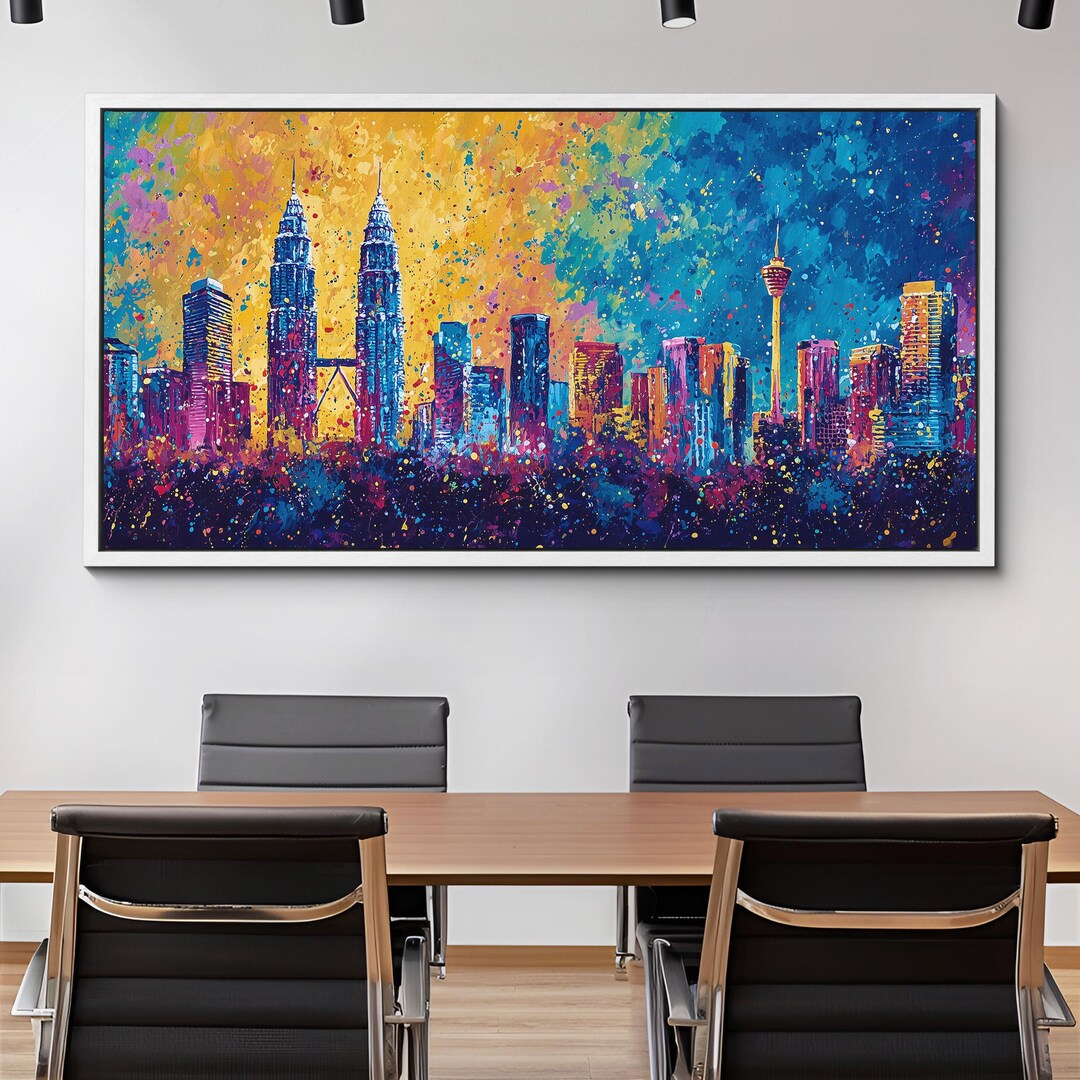 Twin Lights · Kuala Lumpur Skyline Abstract Wall Art · Colourful Modern ...