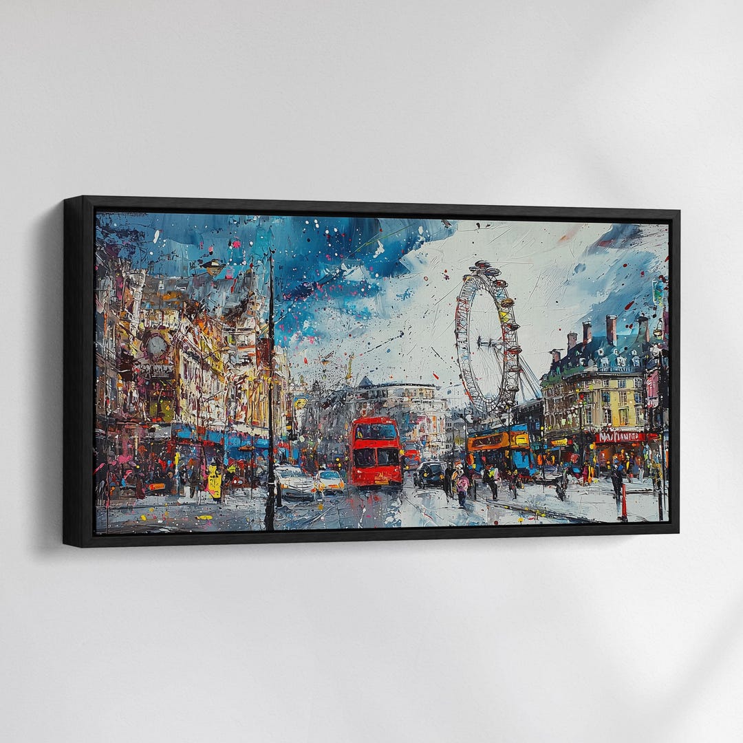 NYC Times Square Paint Splash Canvas Wall Art, American Abstract Oil ...