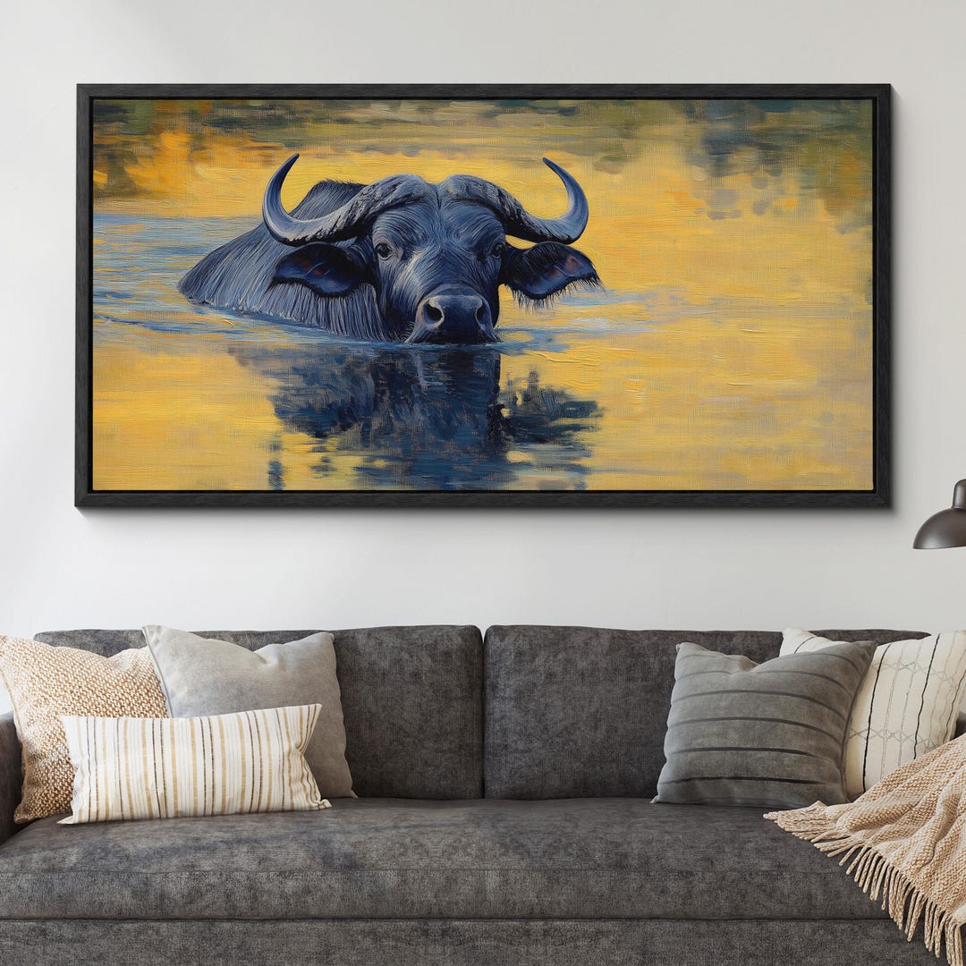 Water Buffalo Abstract Wild Jungle Animal Canvas Wall Art, Abstract ...