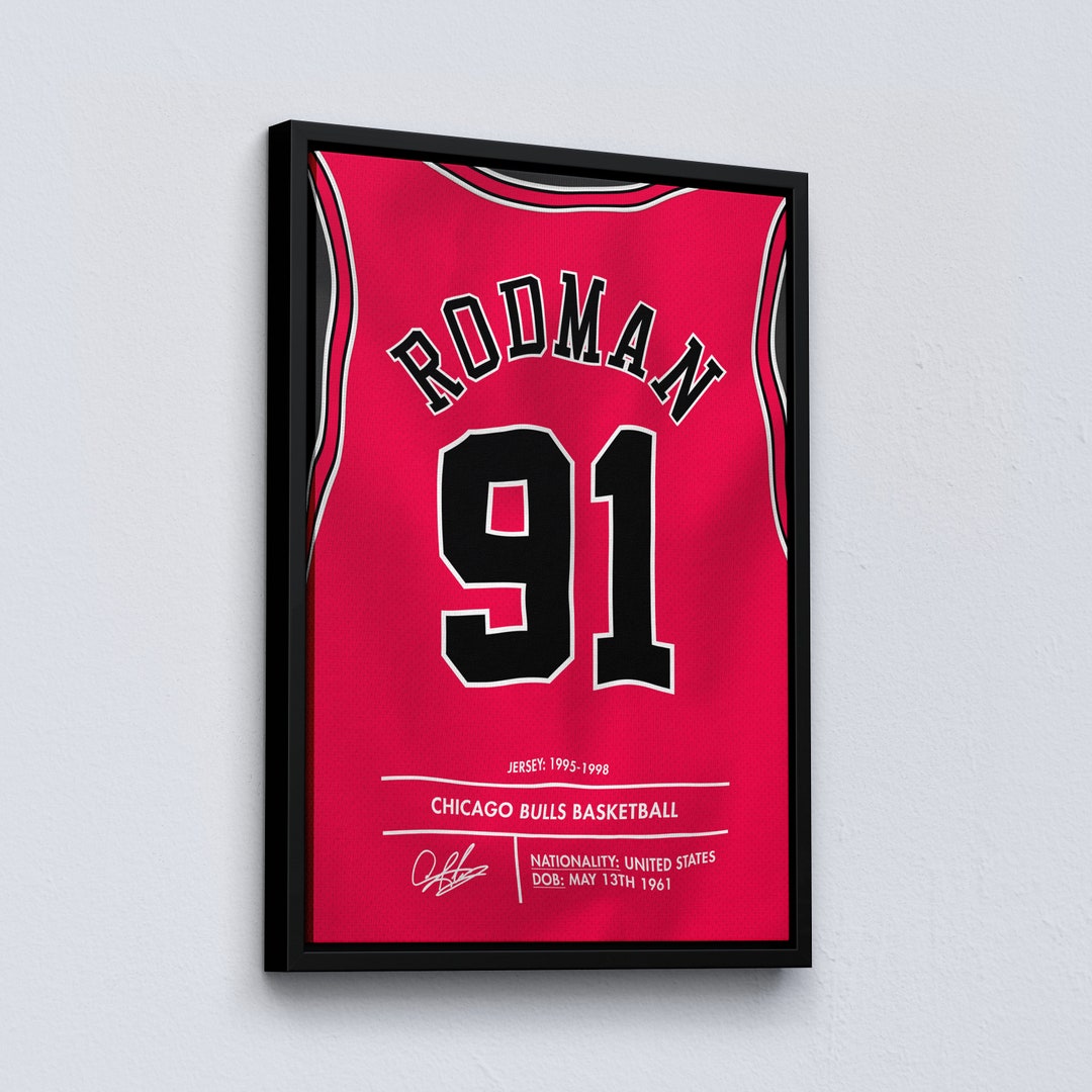 Dennis Rodman Basketball Jersey Uniform No 91 Chicago NBA Sport Framed ...