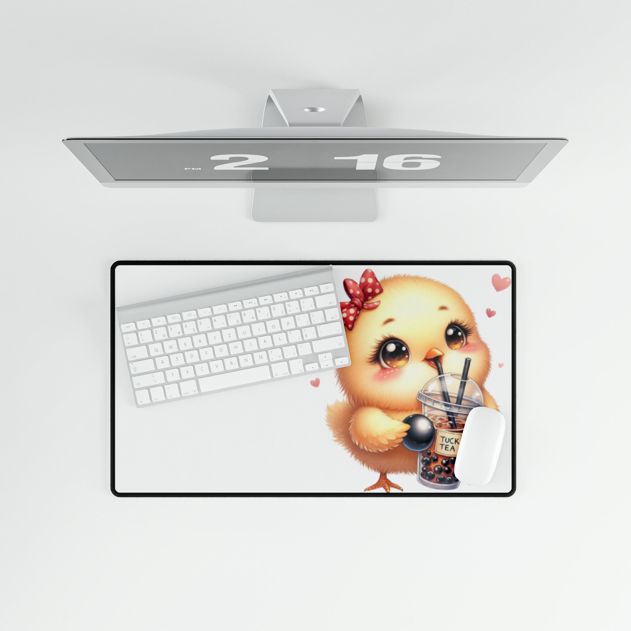 Kawaii Cute Bubble Tea Boba Baby Animal Chicken Chick Desk Mat Mouse ...
