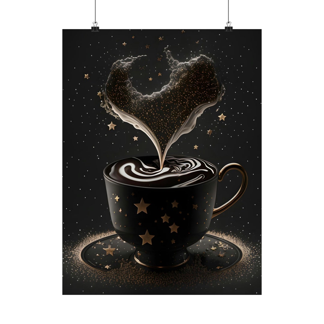Stars and Coffee Art Print Premium Poster - Gift for Coffee Lovers, Art ...