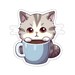Cute Kawaii Coffee Cat Kitten Latte Cup Vinyl Decal Sticker Transparent ...