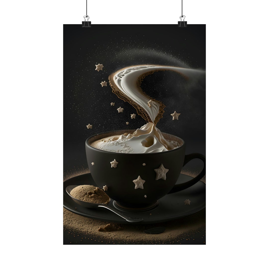 Stars and Coffee Art Print Premium Poster Gift for Coffee Lovers, Art ...