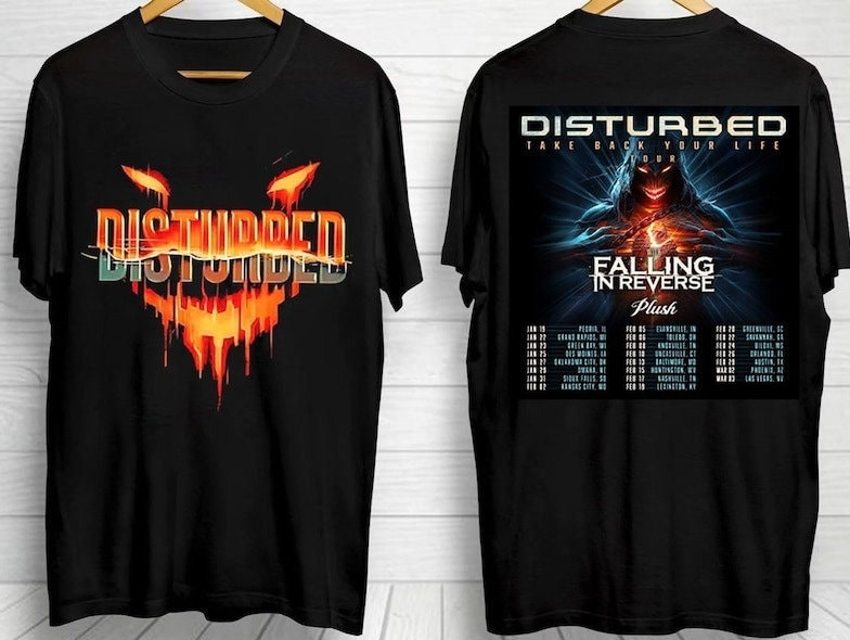 Disturbed 2024 Tour T-Shirt, Disturbed with Falling in Reverse Concert ...