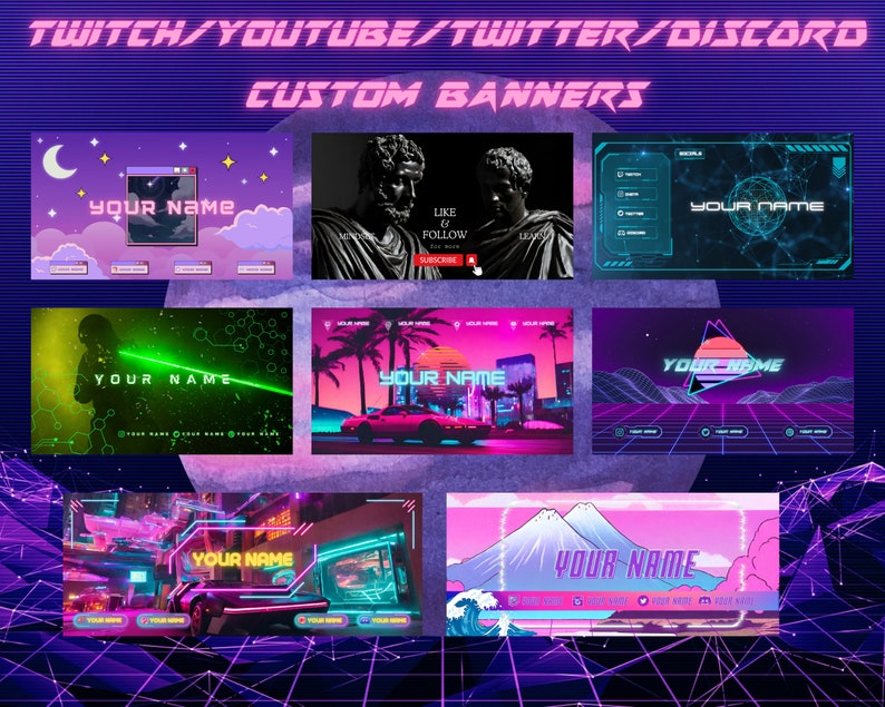 Custom Social Media Banners! Lofi Vibes - Vaporwave - Synthwave - Etsy