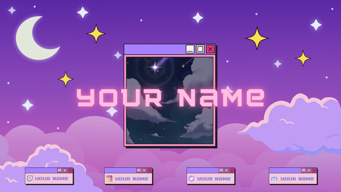 Lofi Set of Custom Stream Banners for Twitch, Youtube, Twitter - Etsy