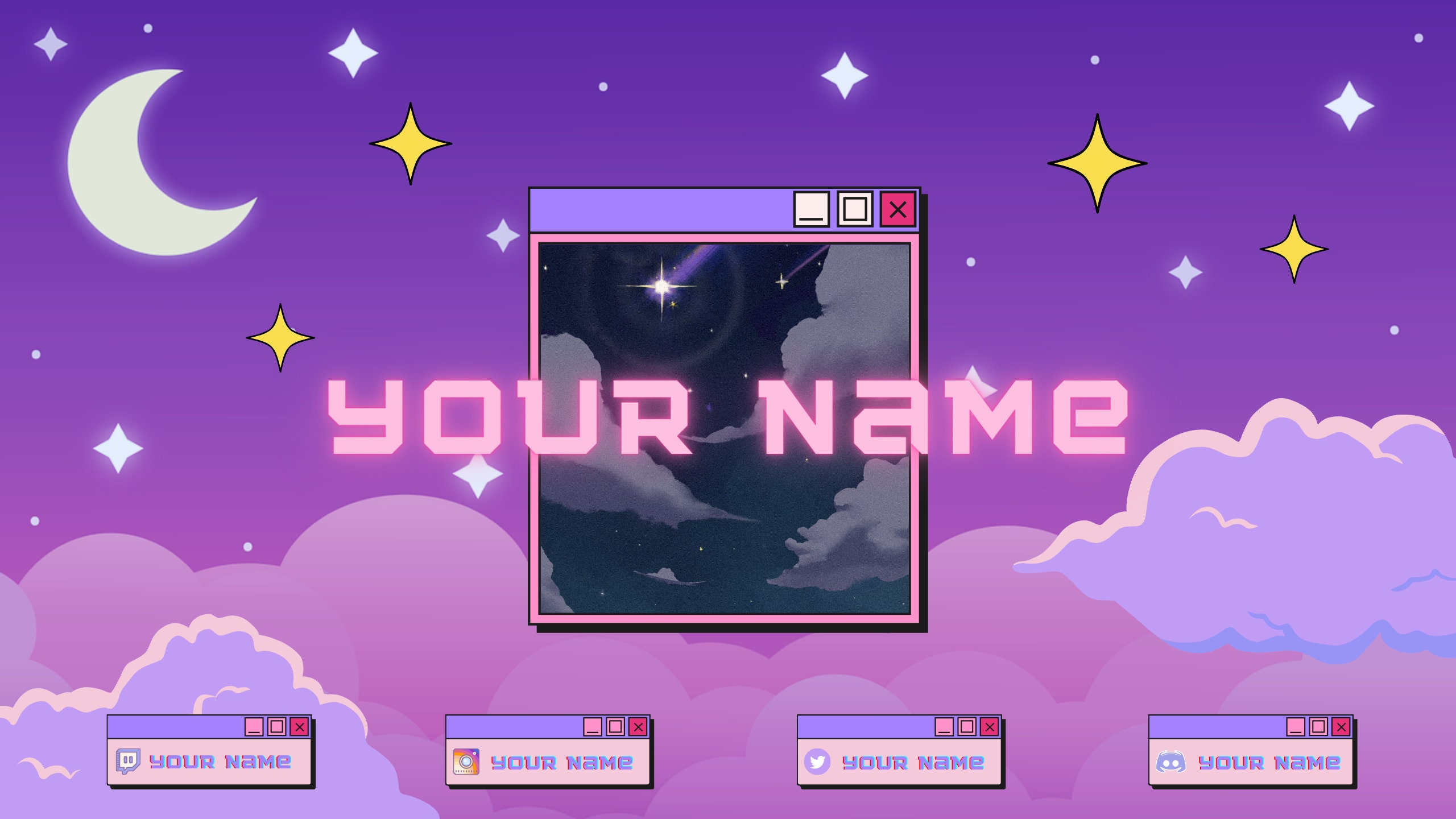 Lofi Set of Custom Stream Banners for Twitch, Youtube, Twitter - Etsy
